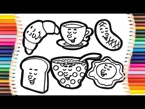 How to Draw And Color Breakfast For Kids And Toddlers - YouTube