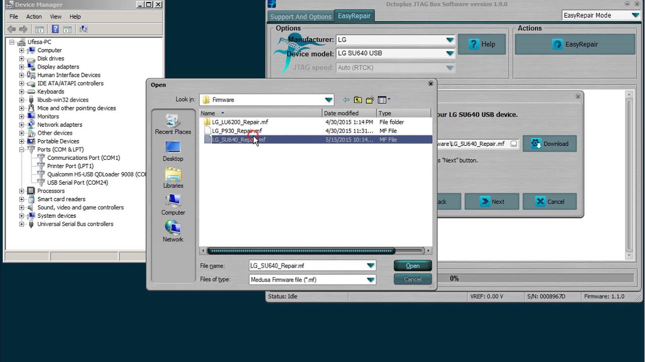 LG SU640 Repair via USB with Octoplus JTAG - YouTube