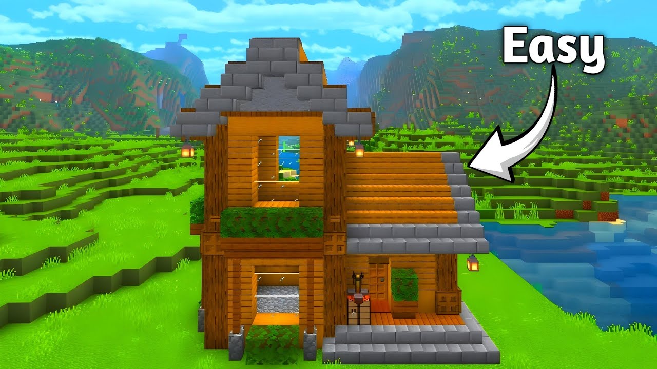 Minecraft Wooden House Tutorial|Easy and Starter House #4|@CRAFTTYGAMER ...