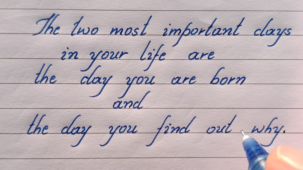 Quote Writing In English || English Cursive Writing || Blue Pilot Pen ...