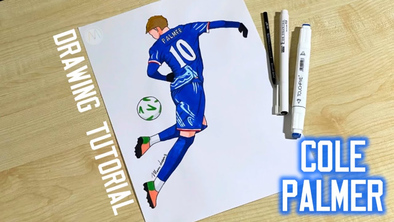 How to draw a soccer player Cole Palmer easy step by step - YouTube