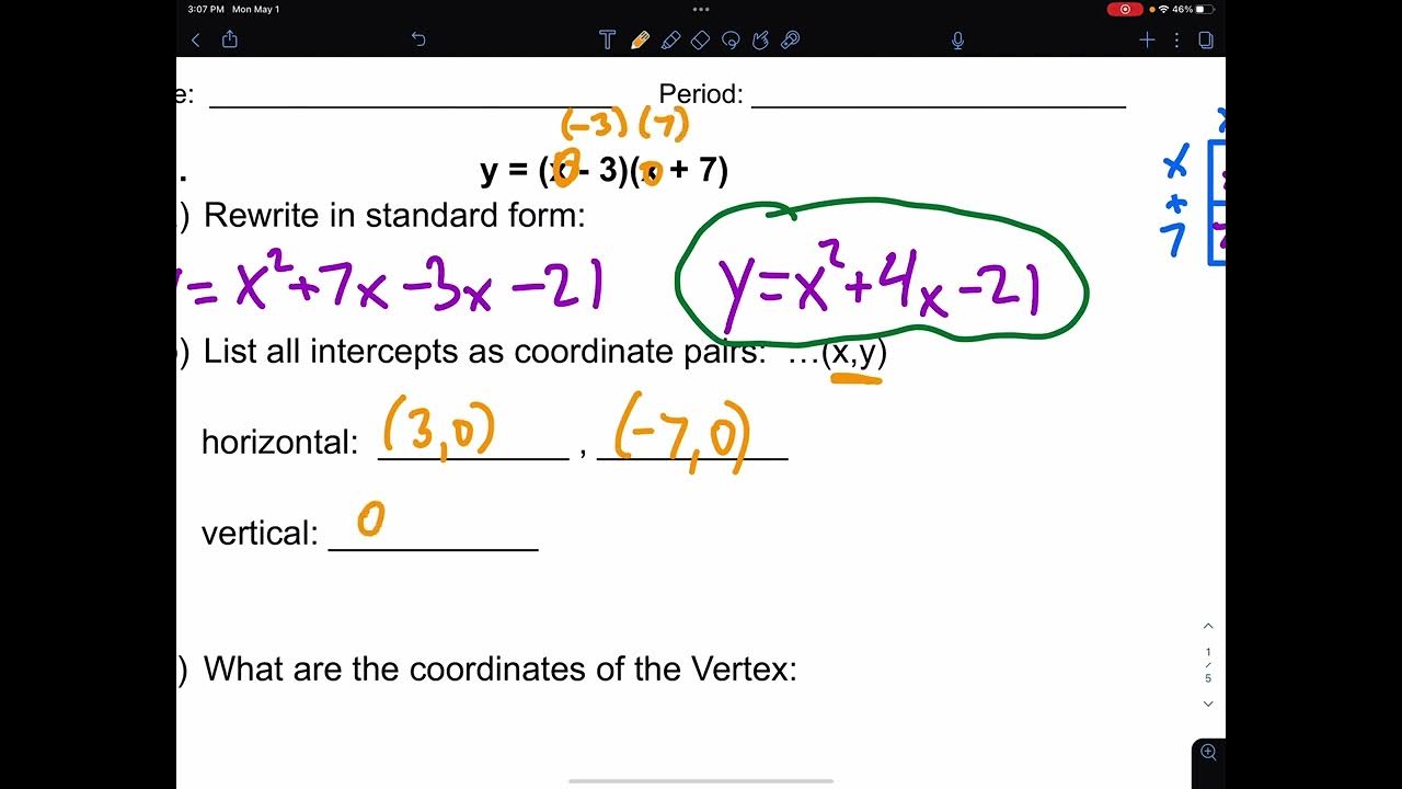 Features of Quadratics Quiz Review 1 - YouTube