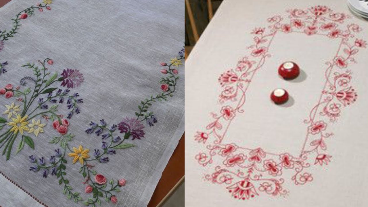 Elegant Hand Embroidery designs for Table cloth|bedsheet |embroidery ...