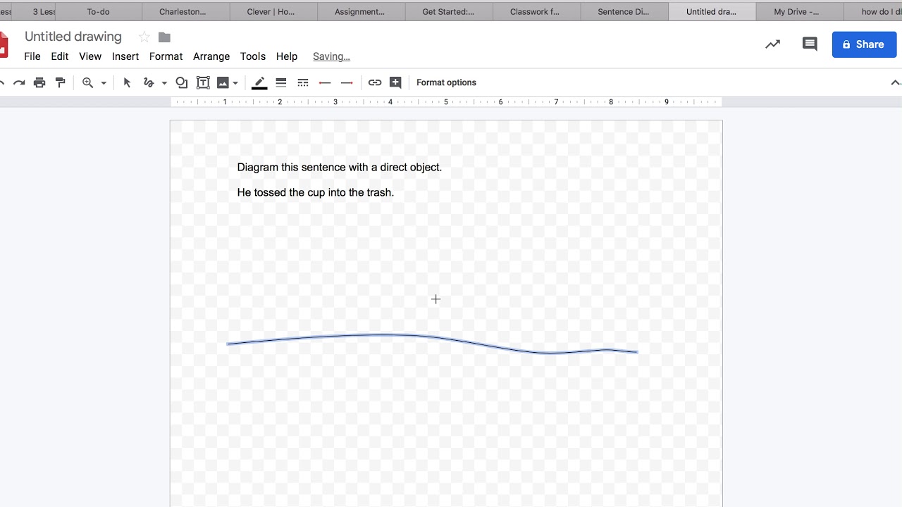 Sentence Diagramming Direct Object: How to use google draw - YouTube