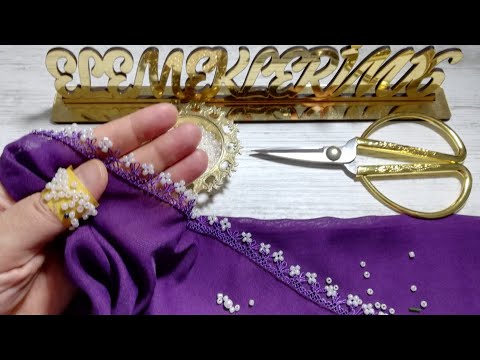 YENİ 💐MOR REYYAN YAZMAYA💐 BONCUKLU SIRA #İĞNEOYASI 👌EMBROİDERY💐