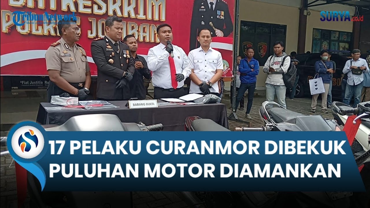 17 Pelaku Curanmor Dibekuk, Polres Jombang Amankan Puluhan Motor - YouTube