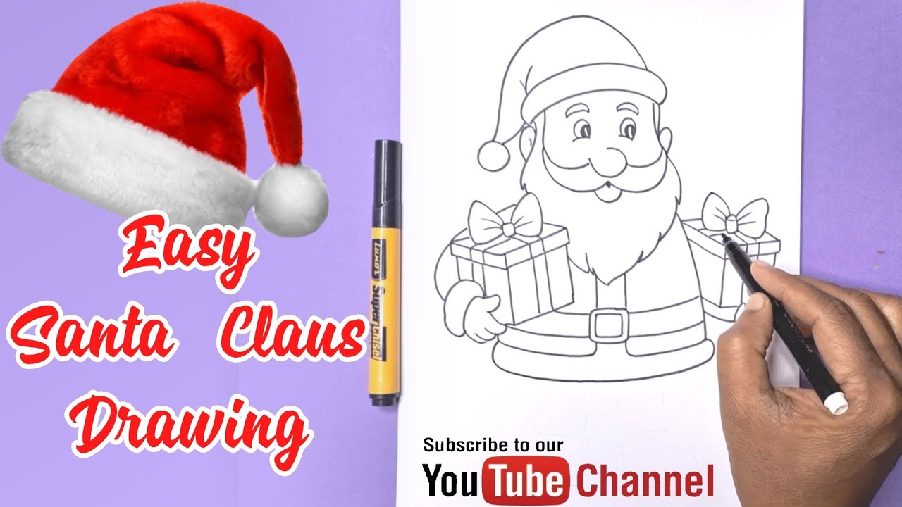Easy Santa claus drawing / Santa claus drawing full body / Santa claus ...
