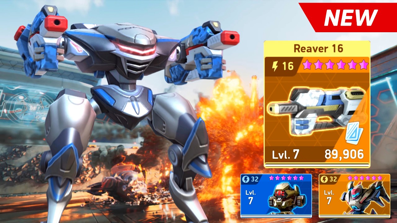 New Weapon REAVER 16 with Deathwalker, Panther, Guardian - Mech Arena ...