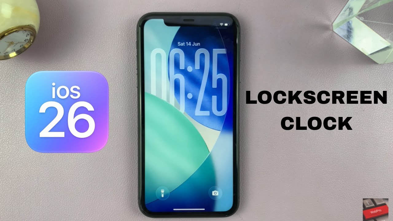iOS 26: How To Resize Lock Screen Clock - YouTube