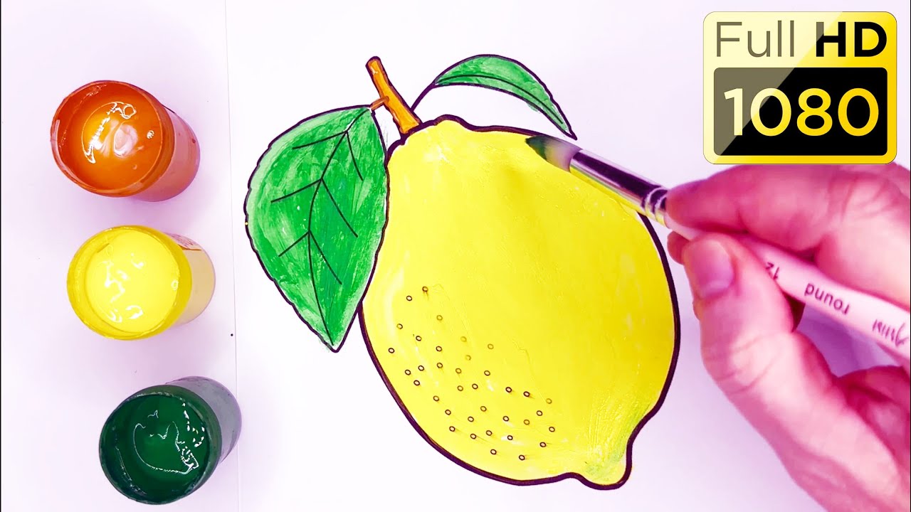 🍋 How To Coloring A lemon With Gouache - YouTube