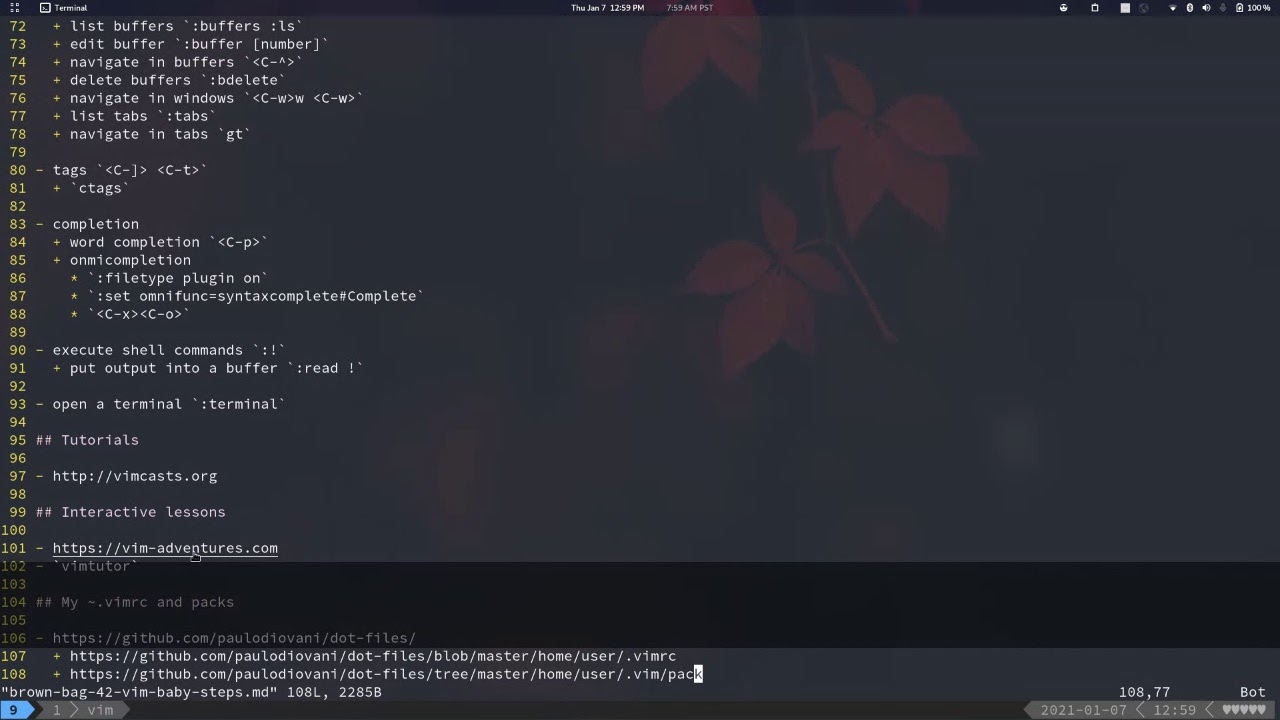 Vim Baby Steps 👶, by Paulo Diovani - YouTube