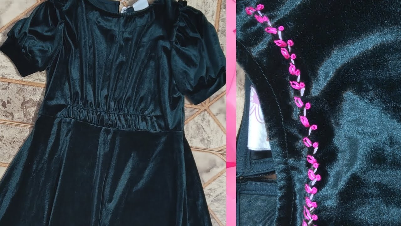 Girl's frock neck design //Easy Hand Embroidery for beginners //Easy ...