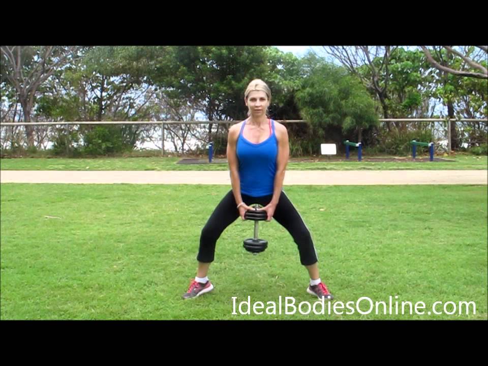 Wide Leg Dumbbell Squat with Calf Raise - YouTube