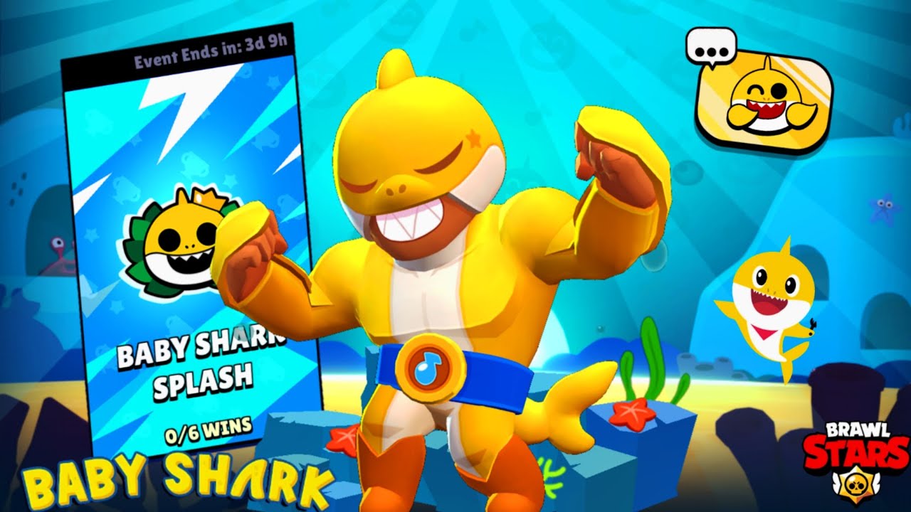 Novo Evento BABY SHARK SPLASH No Brawl stars 🦈 Nova Skin El Tiburón ...