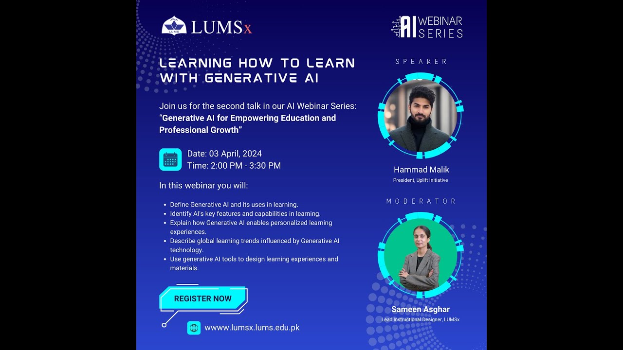 Hammad Malik | Learning How to Learn with Generative AI | LUMSx AI Webinar Series - YouTube