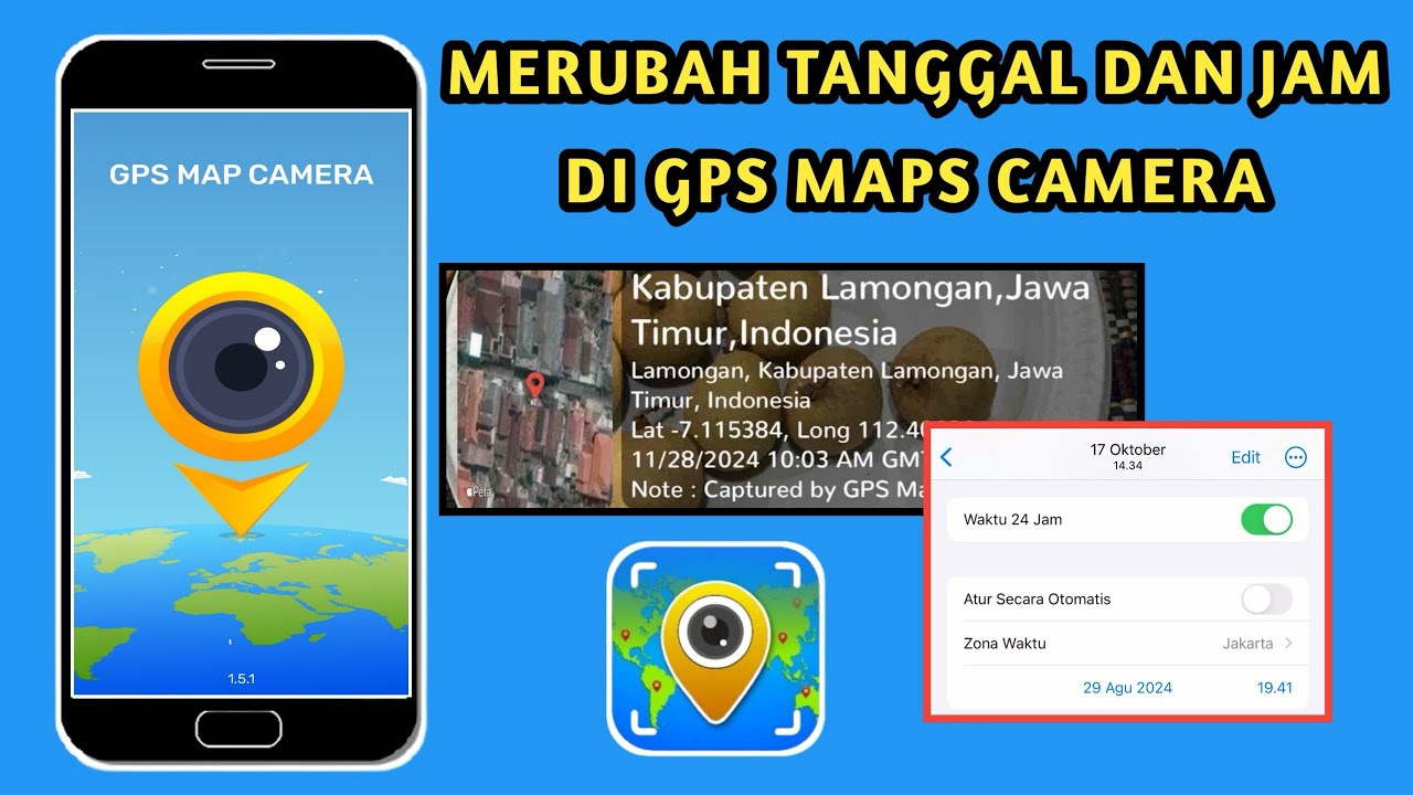 Cara Merubah Tanggal dan Waktu di Aplikasi GPS Maps Camera - YouTube