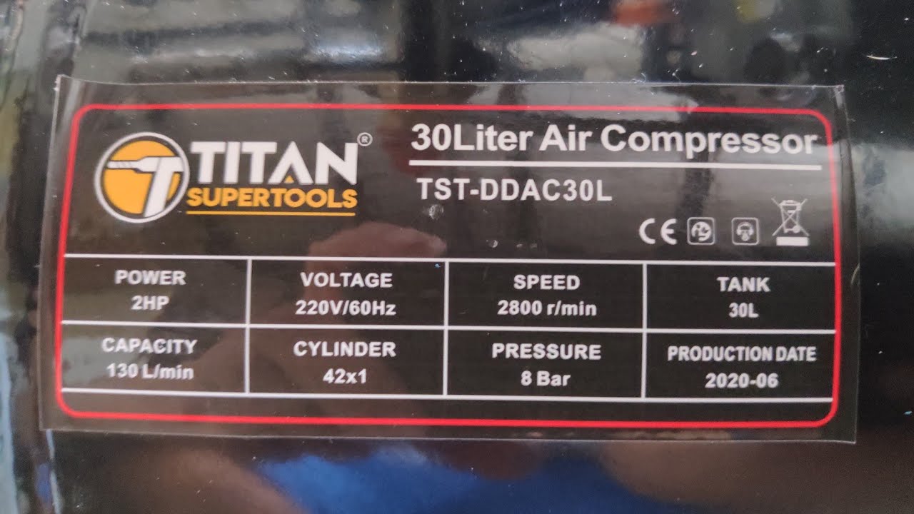 Titan 2HP Air Compressor 30L (Review and Test) - YouTube