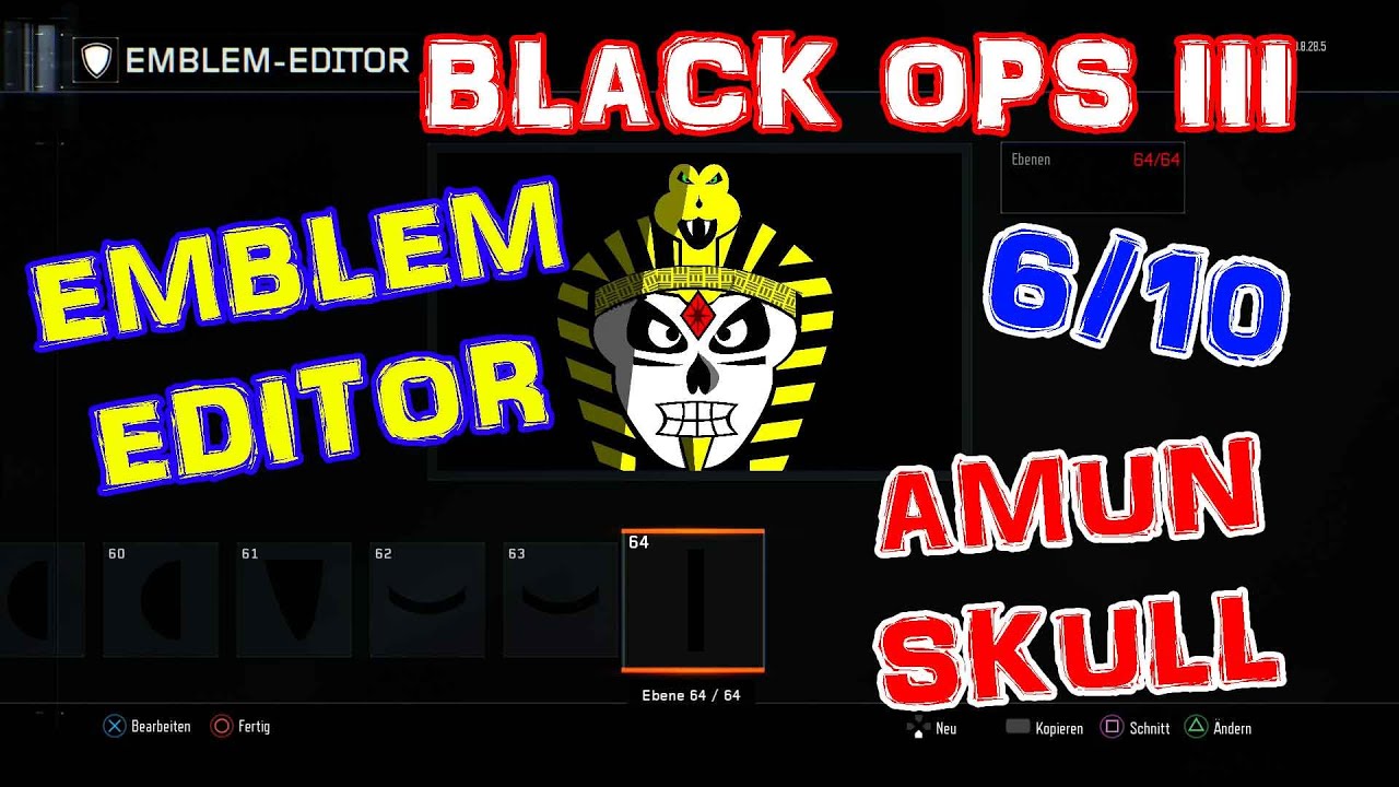 COD BO3 Emblem Editor "Amun Skull, Difficulty 6/10" - YouTube