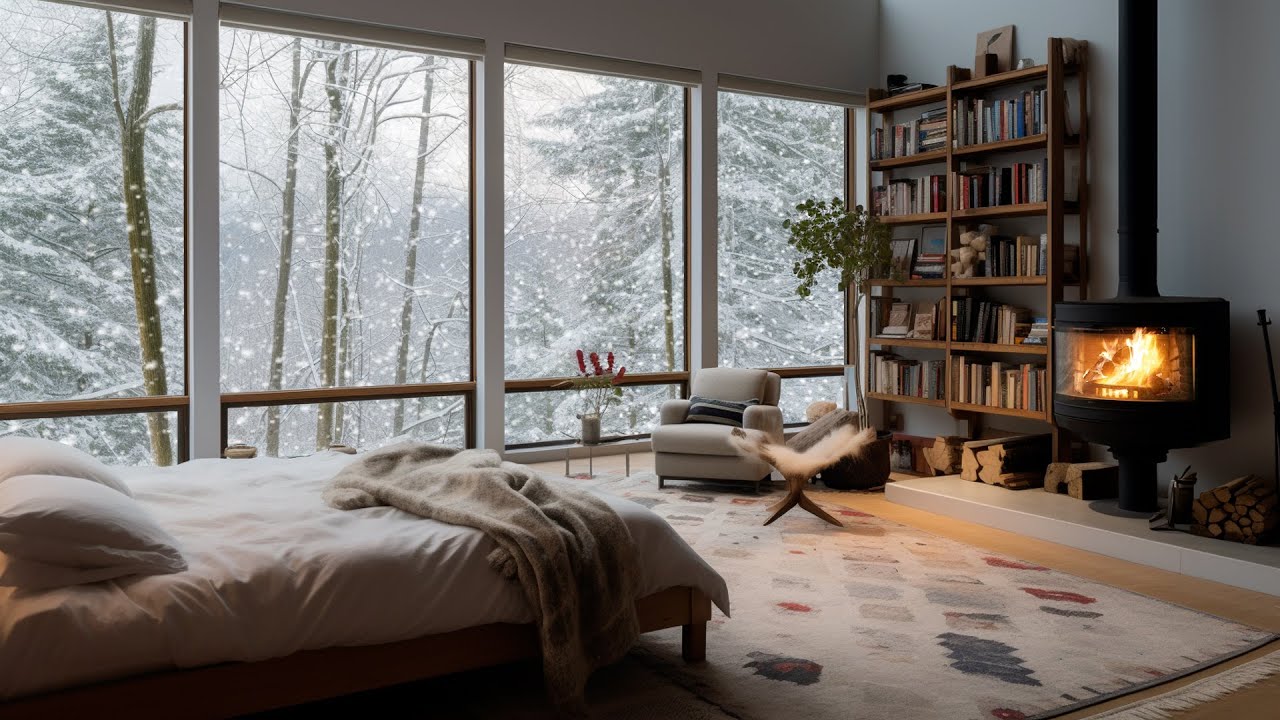 Cozy Winter Ambience | Relaxing Snowfall | Sounds for Relaxation and ...