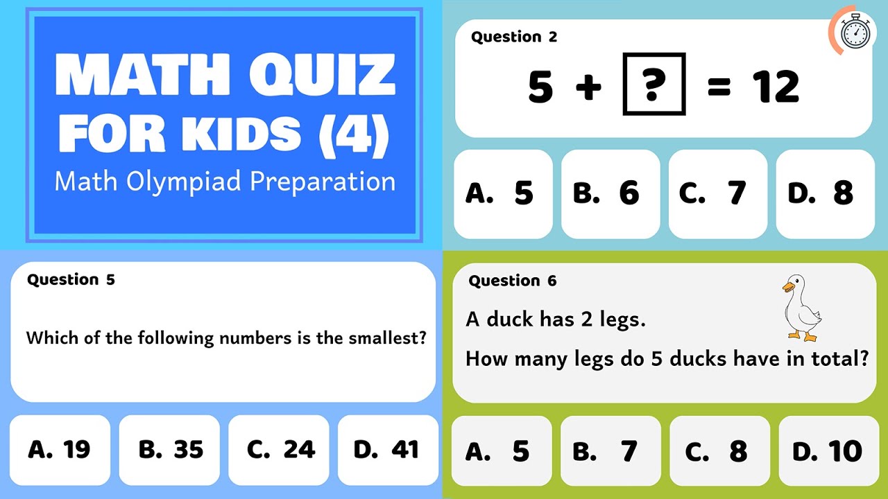 Math Quiz for Kids (4) | Math Olympiad Preparation for Kids with ...