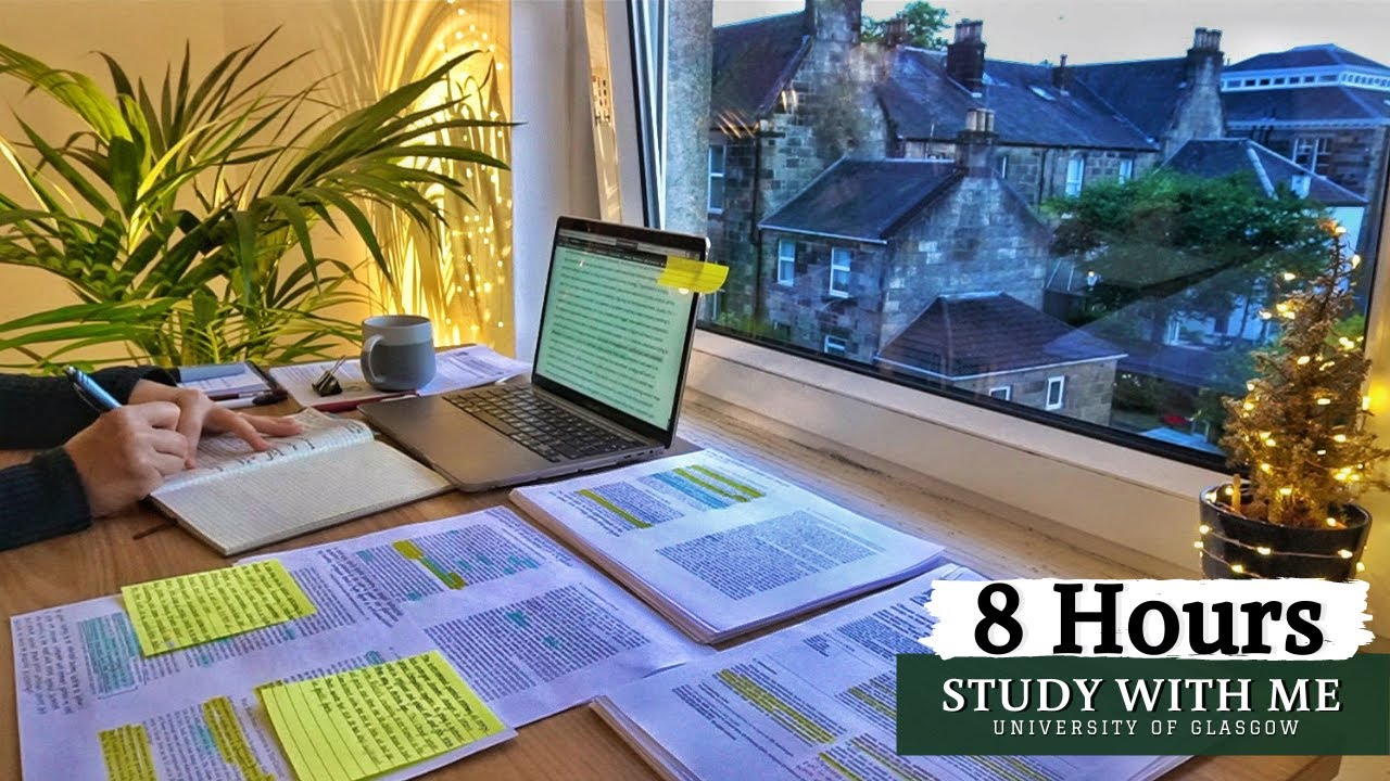 8 HOUR STUDY WITH ME | Background noise, 10-min Break, No music, Study ...