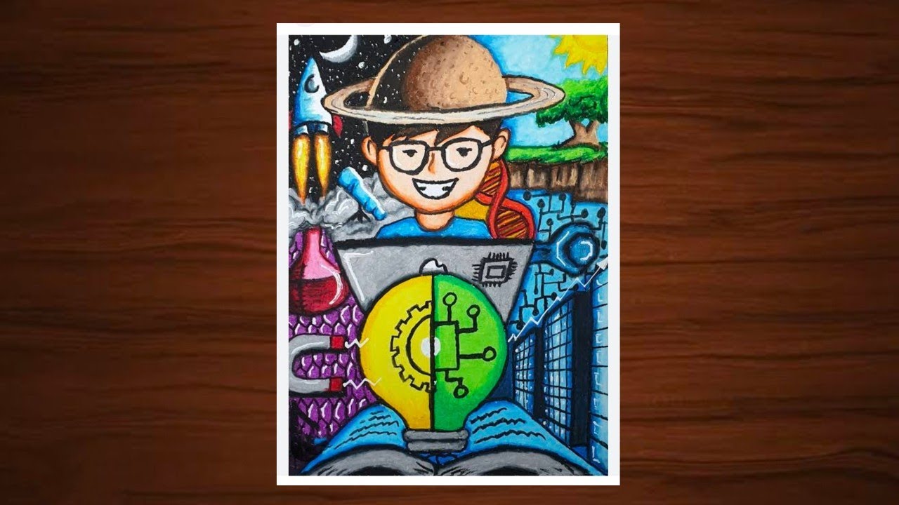 How to draw poster on Science & Technology step by step for beginners ...