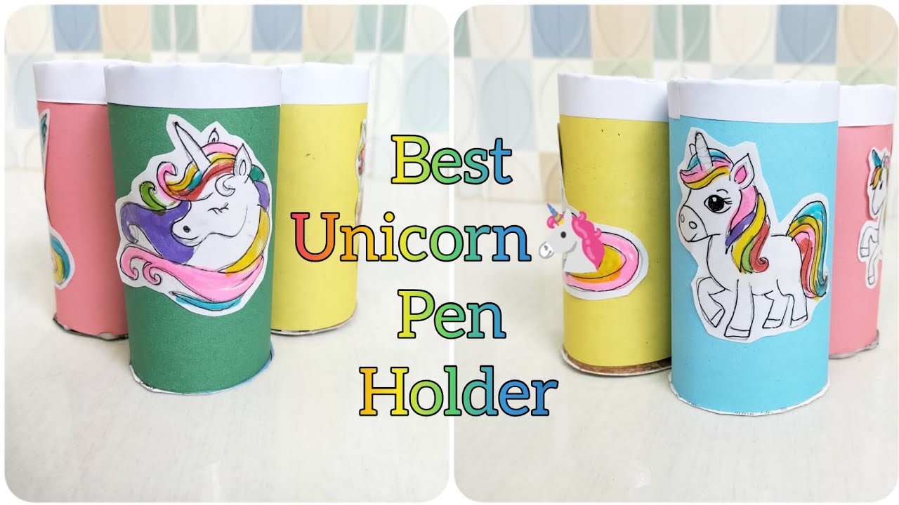 DIY Unicorn Pen Holder🦄🌈 | Unicorn pen Stand | Unicorn School supplies ...