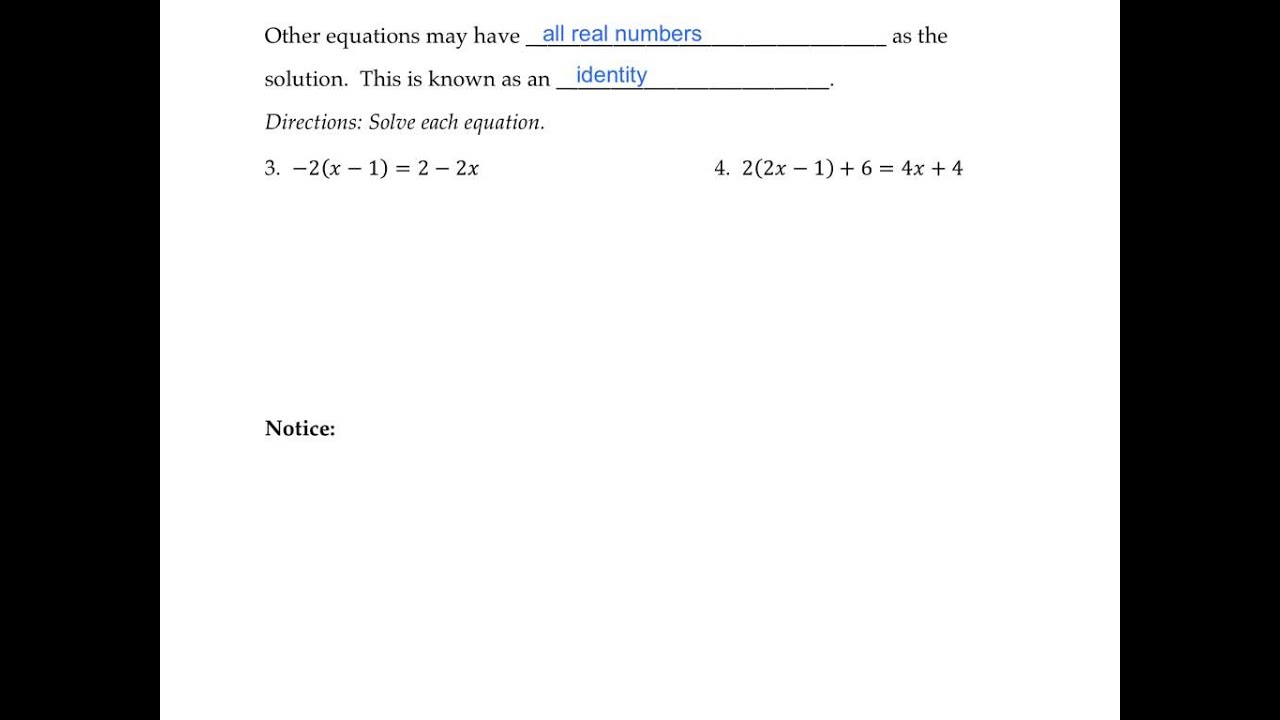 No Solution and Identity Equations - YouTube