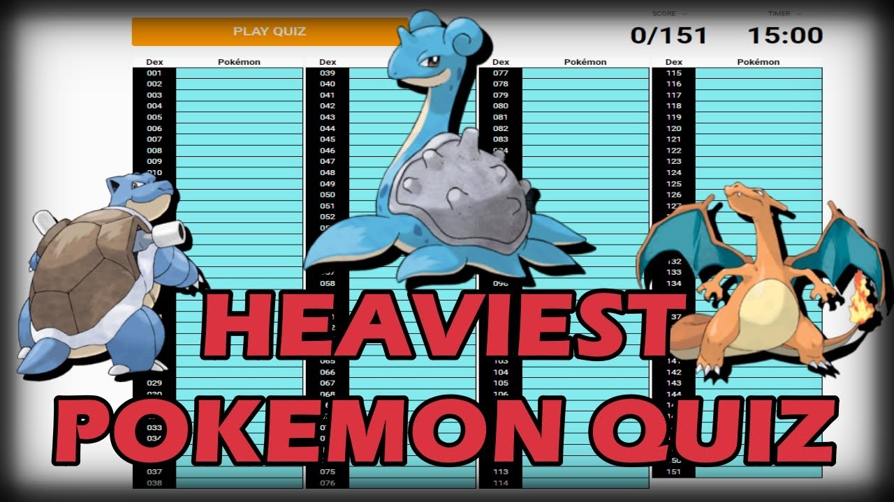 What Are The 25 HEAVIEST Pokemon? Heavy Pokemon Quiz! - YouTube