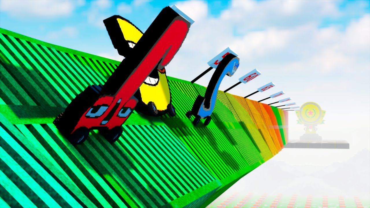 Number & Alphabet Lore Cars vs ANGLE ROAD in Teardown - YouTube
