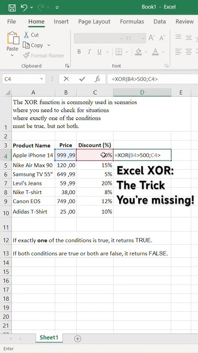 XOR in Excel: The Logic Function You Need! - YouTube