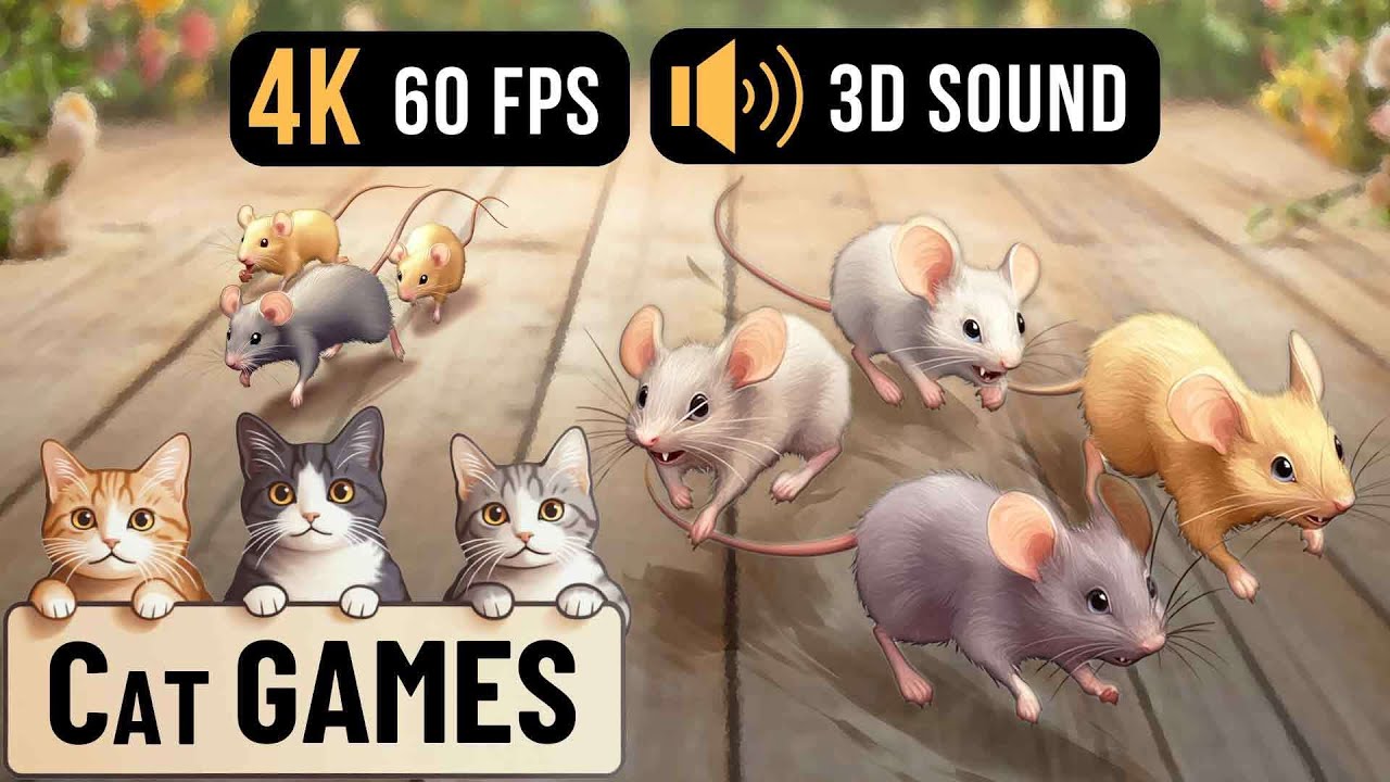 3 Hour Cat Games Compilation - Mice, Fish & Tails! Fun Video for Cats ...