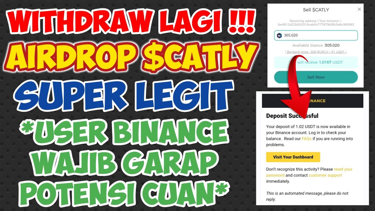 Withdraw Lagi Ke Dompet Binance Airdrop $Catly Super legit.. User Binance Wajib Garap.. 100% ...