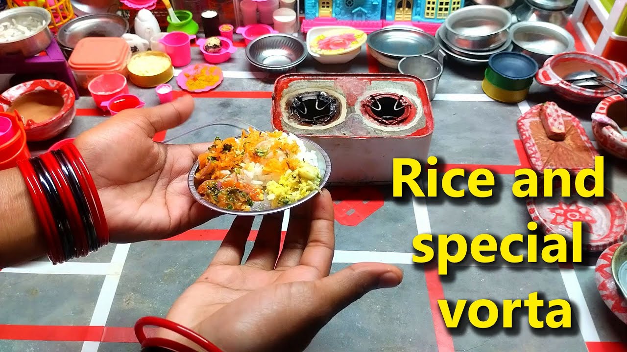 Rice and special three item vorta recipe mini kitchen. EP-88 Dollhouse ...