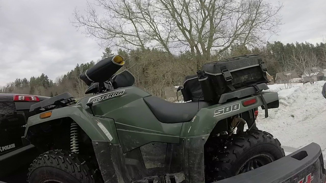 ATV trail riding broken atv North Stratford New Hampshire 1-27-18 - YouTube