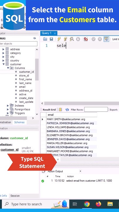 Select Column from Table in MySQL Workbench #sql #excel #datascience - YouTube