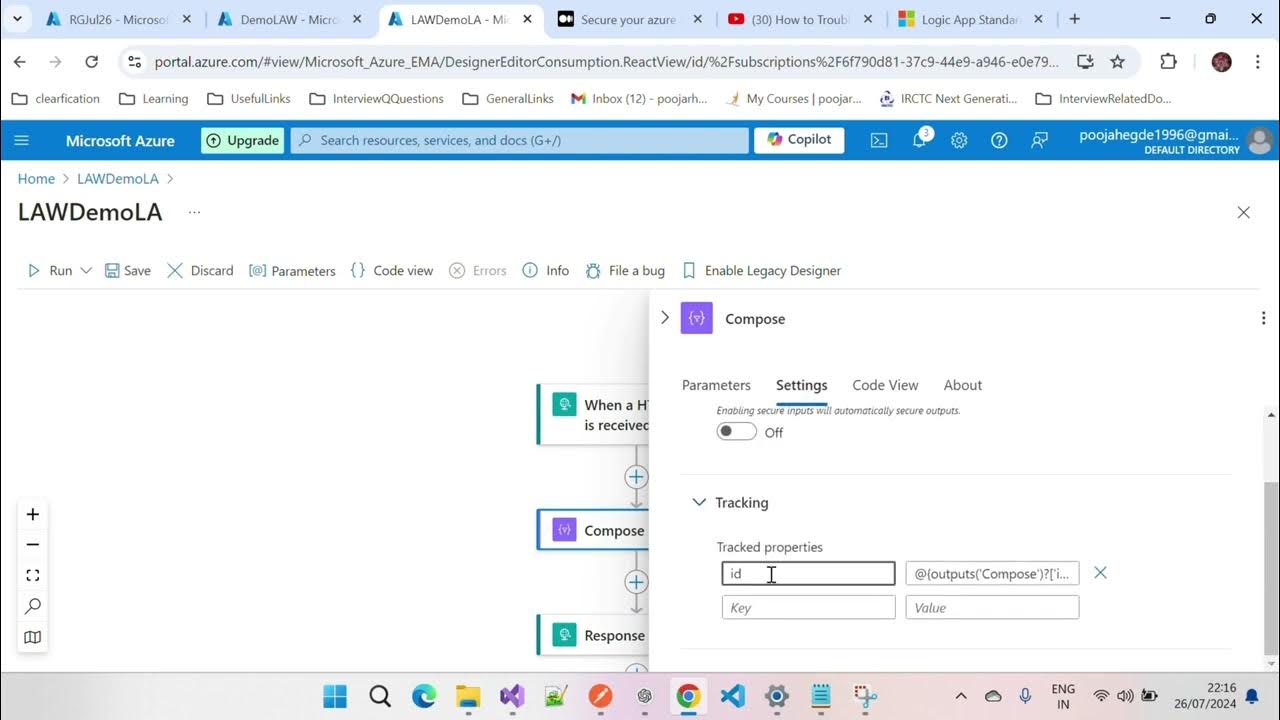 Trouble shooting the Logic app|Tracked properties |Log Analytics workspace#azure#azureservices ...