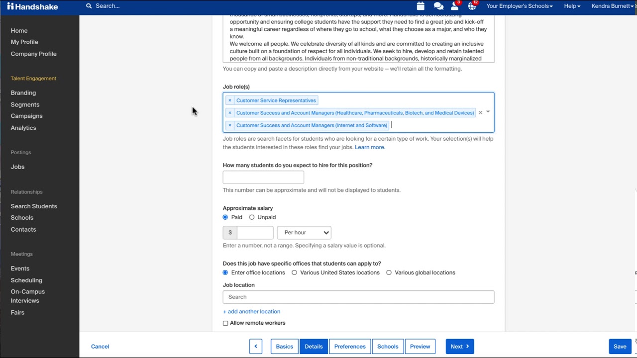 Job postings: Handshake Core - YouTube