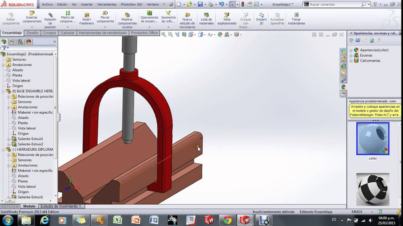SOLIDWORKS TUTORIAL BASICO 31 OPERACIONES DE ENSAMBLAJE - YouTube