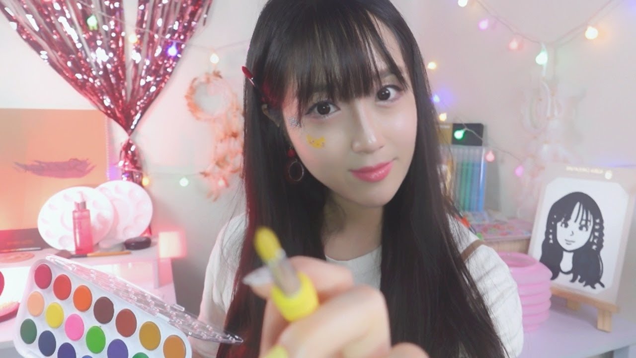 ASMR(SUB )Face Painting Booth Shop Art Roleplay at amusement park for ...