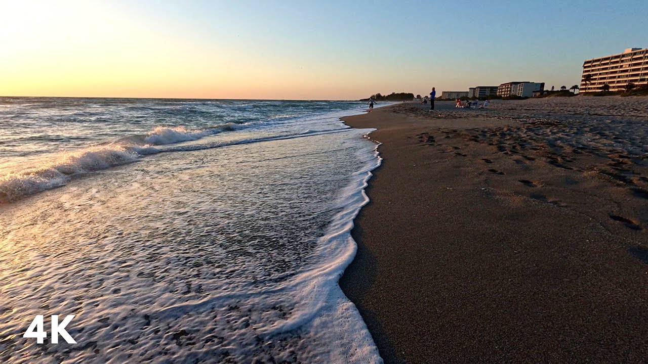 Crashing Waves Sounds at Venice Beach, Venice FL 4K Beach Walk - YouTube
