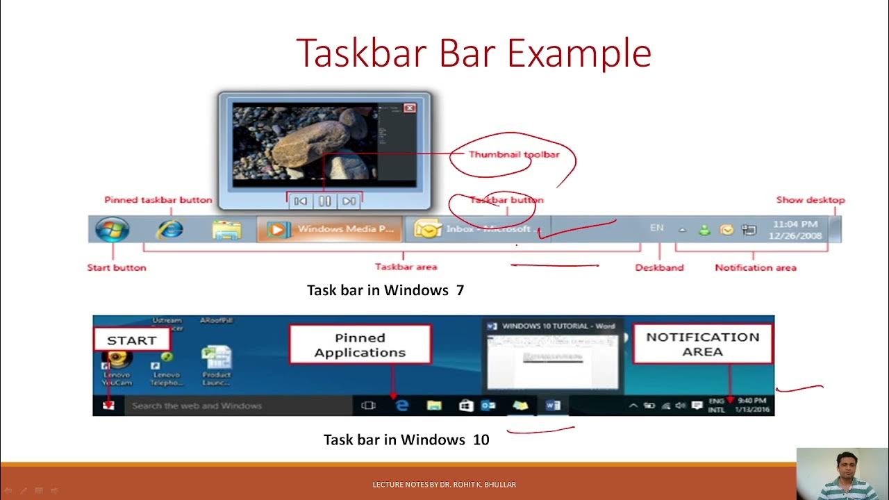 Windows Components Desktop, icons, Task bar, Status Bar - YouTube