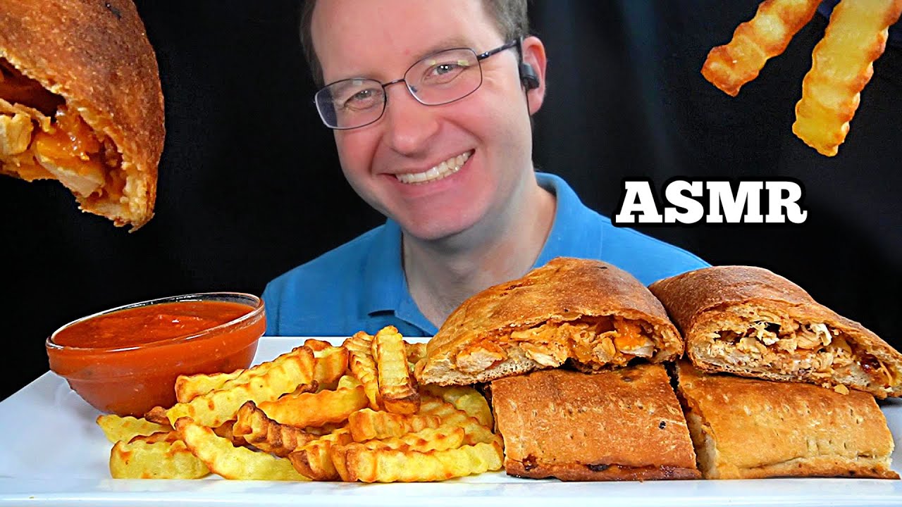 ASMR BBQ CHICKEN CALZONE MUKBANG EATING SOUNDS - YouTube