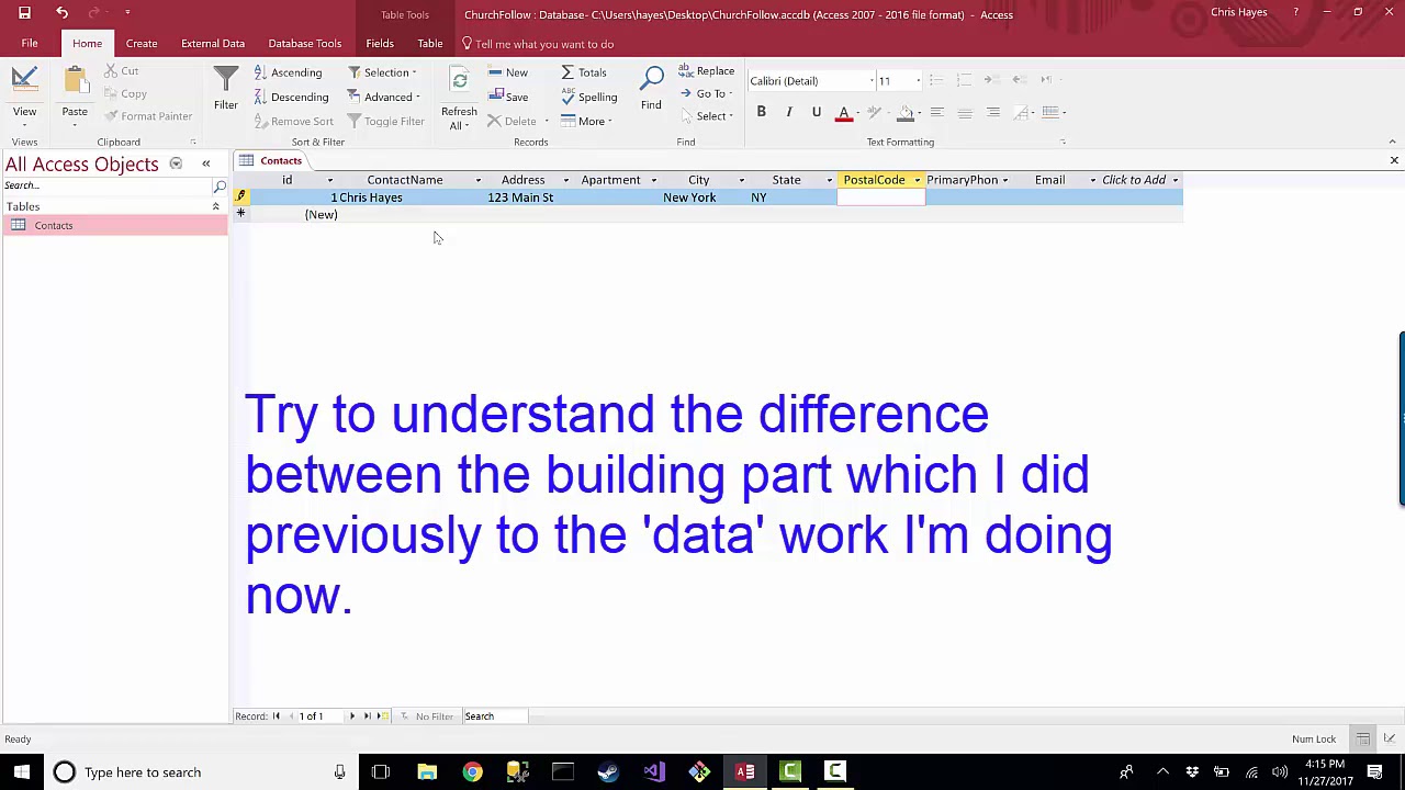 Church Database In Access Part 4 - Adding a Record - YouTube