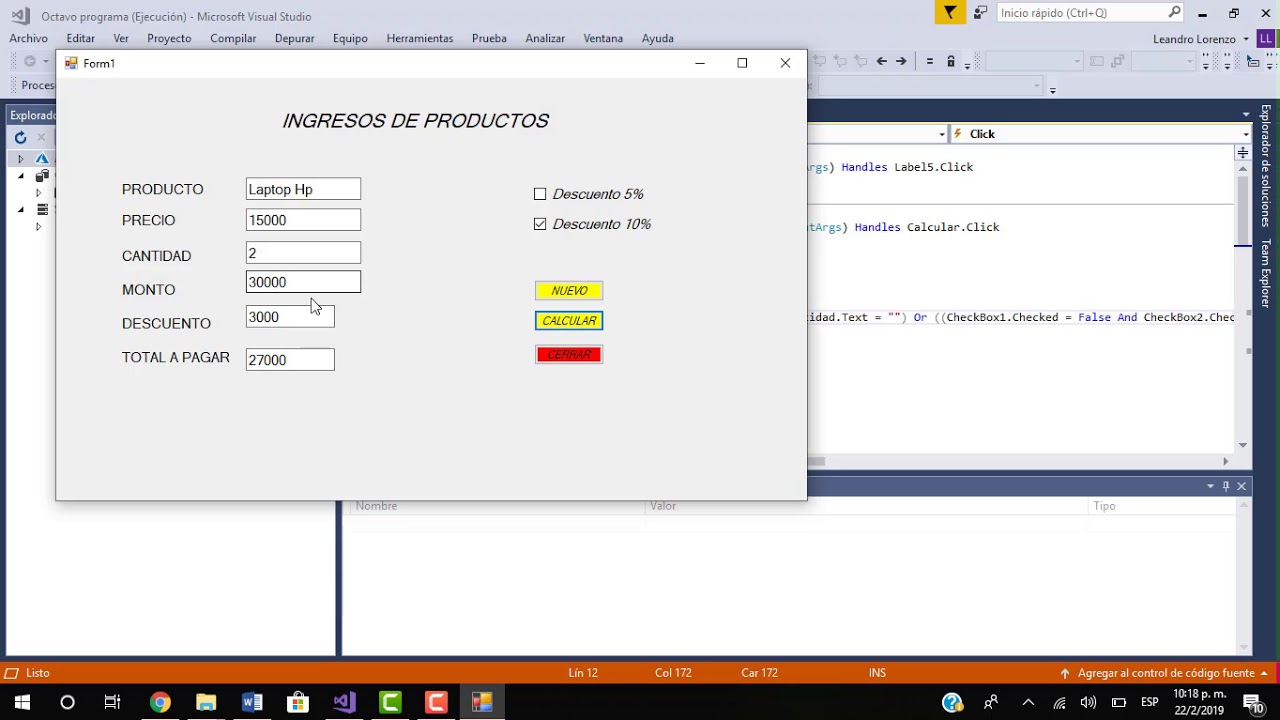 Octavo Proyecto, Visual Basic - YouTube