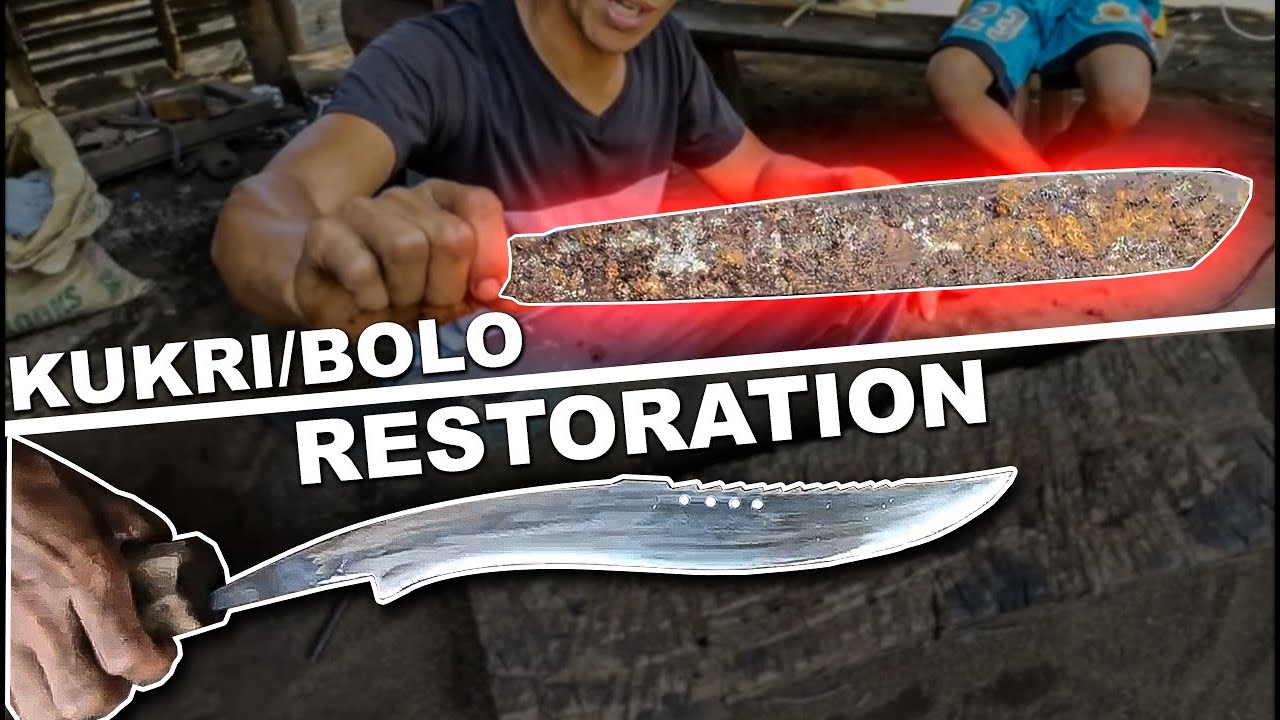 Rusty KUKRI/Bolo Knife Restoration | Philippines #knife #bolo # ...