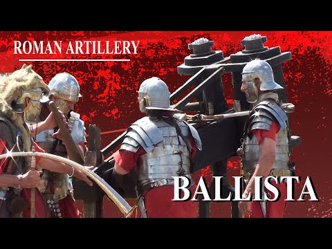 Ballista - Roman artillery in action - missile launcher. Roman army display by Ermine Street Guard.
