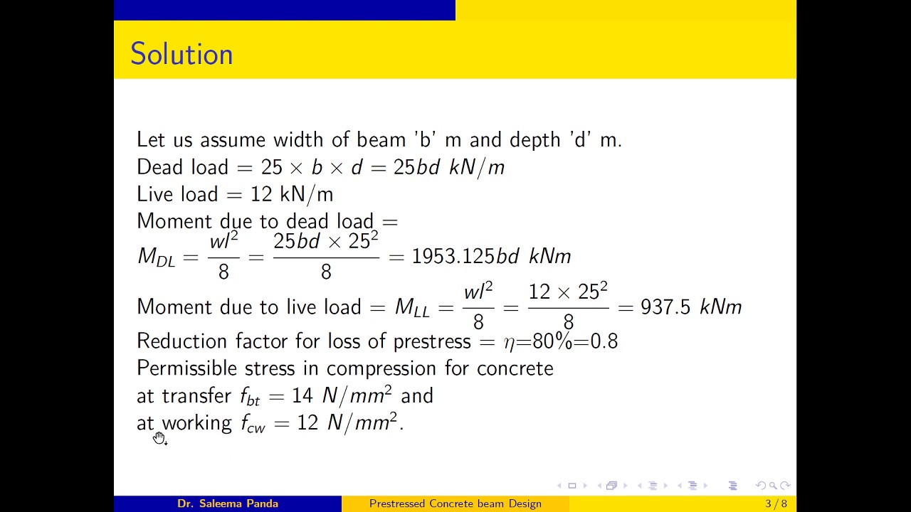 Prestressed concrete beam design Example 2 - YouTube