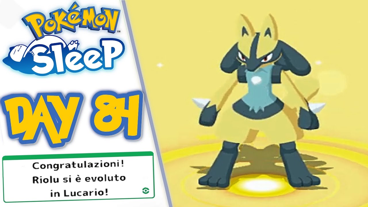 Pokémon Sleep【ポケモンスリープ】(DAY 84) Shiny Riolu evolves into Shiny Lucario ...