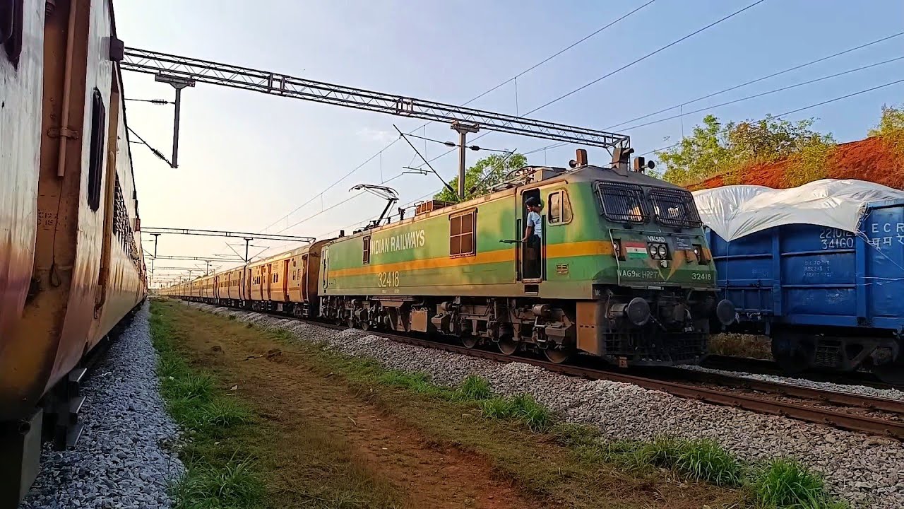 KonKan Railway Single Line Crossing || Matsyagandha Express Crossing ...